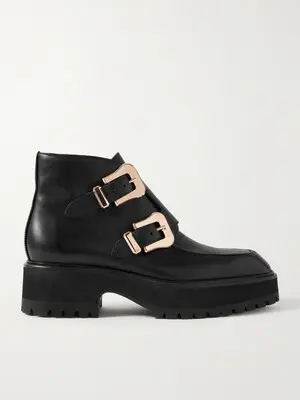 Gabriela Hearst Apollo Buckled Leather Ankle Boots - Black