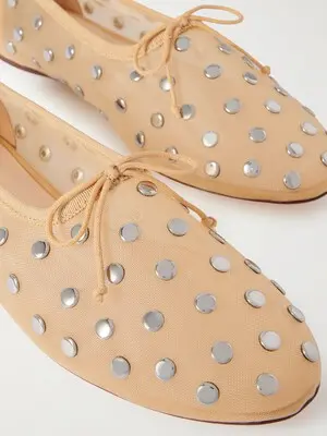LOEFFLER RANDALL Landon Embellished Mesh Ballet Flats - Neutrals