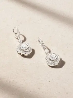 DAVID MORRIS Frozen Kiss Drop Earrings In 18-karat White Gold And Diamonds - Silver