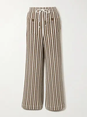 Veronica Beard Zosia Striped Knitted Wide-leg Trousers