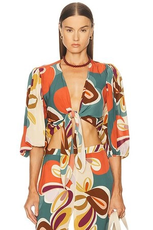 ADRIANA DEGREAS Organic Floral Puff Sleeve Blouse - Unique