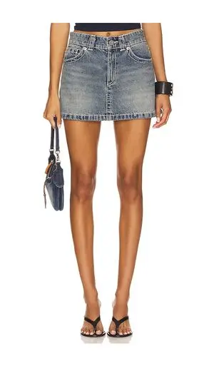 Abrand Denim 95 A Line Denim Skirt - Blue