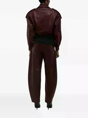 DUCIE Grained Leather Belted Jacket
