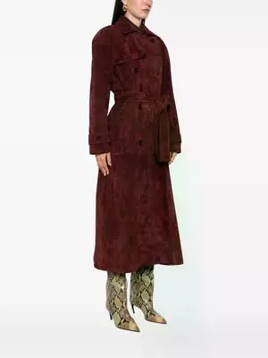 DUCIE Corrin Suede Trench Coat - Red