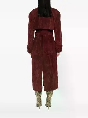 DUCIE Corrin Suede Trench Coat - Red