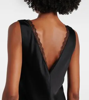 LESET Barb Lace-trimmed Satin Minidress - Black