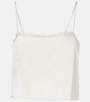 LESET Barb Cropped Lace Trimmed Camisole