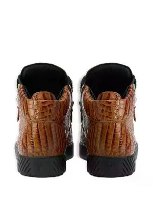 GIUSEPPE ZANOTTI Kriss Crocodile-effect Zip-up High-top Trainers - Brown