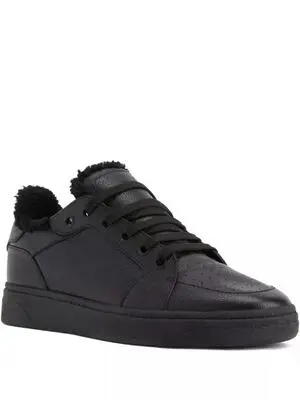 GIUSEPPE ZANOTTI Shearling Trim Leather Sneakers