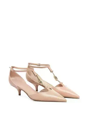 FERRAGAMO 40mm Ankle-strap Pointed-toe Pumps - Neutrals