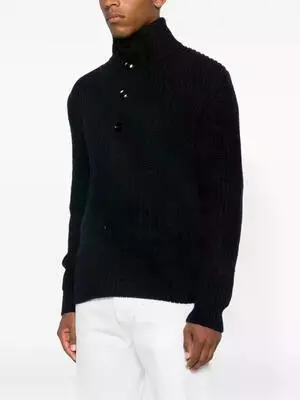 TOM FORD High-neck Ribbed Sweater With Button Placket