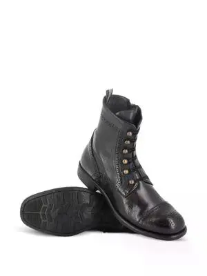 Officine Creative Leather Brogue Lace-up Boots - Black