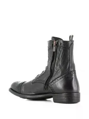 Officine Creative Leather Brogue Lace-up Boots - Black