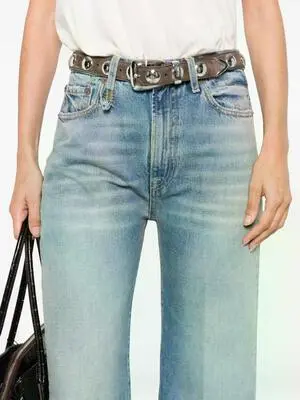 R13 Embroidered Pocket Wide Leg Jeans