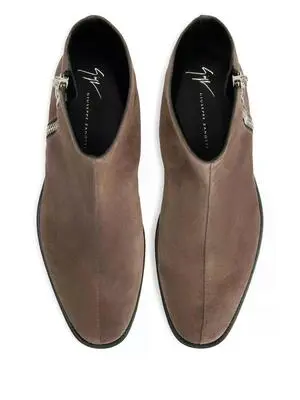 GIUSEPPE ZANOTTI Cassian Zip-detail Suede Boots - Brown