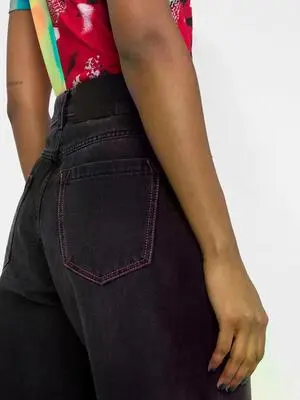 MSGM Barrel-leg High-waisted Jeans With Contrast Stitching