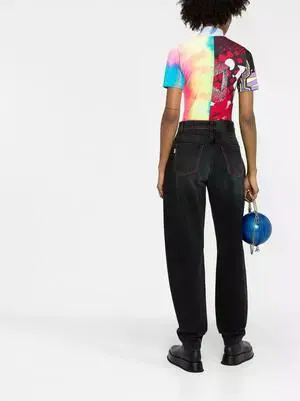 MSGM Barrel-leg High-waisted Jeans With Contrast Stitching
