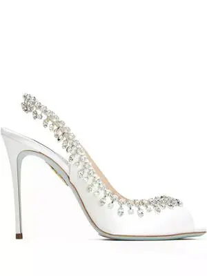 AQUAZZURA 105mm Temptation Crystal-embellished Slingback Sandals - White