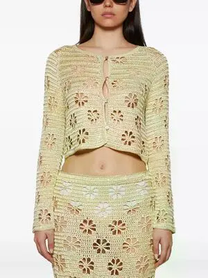 Calle Del Mar Floral Crochet Cardigan - Neutrals