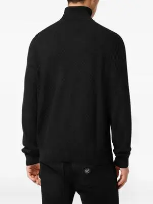 Philipp Plein Ribbed Turtle-neck Sweater - Black