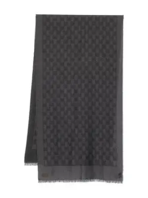 Canali Shield-pattern Fringed Scarf