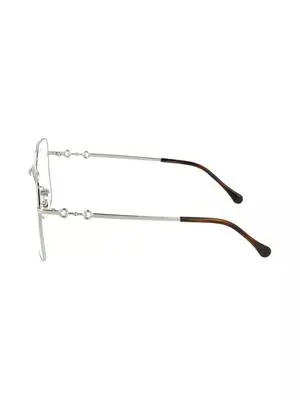 Gucci Tone Metal Horsebit Detail Square Frame Eyeglasses