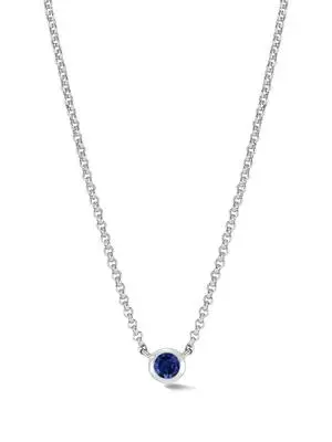 DOWER & HALL Round Sapphire Dewdrop Pendant Necklace - Silver