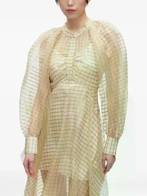 3.1 Phillip Lim Checked Puff-sleeve Midi Dress