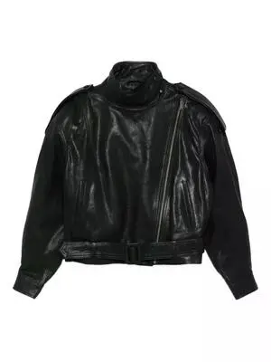 DUCIE Grained Leather Jacket - Black