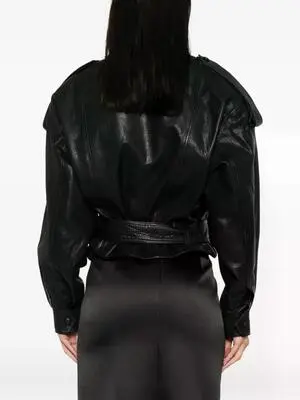 DUCIE Grained Leather Jacket - Black