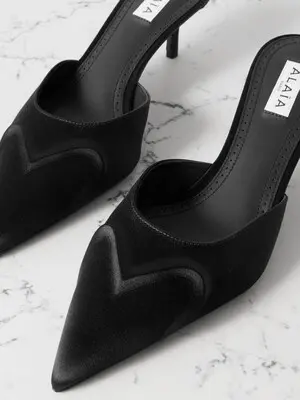 Alaïa 55 Satin Mules - Black