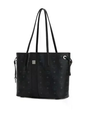 Mcm Small Liz Tote Bag With Monogram Pattern - Black