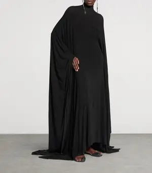 Balenciaga Cape-sleeve High-neck Maxi Dress