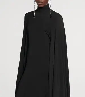Balenciaga Cape-sleeve High-neck Maxi Dress