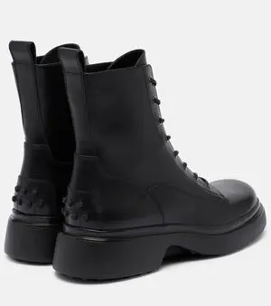 TOD'S Leather Combat Boots - Black