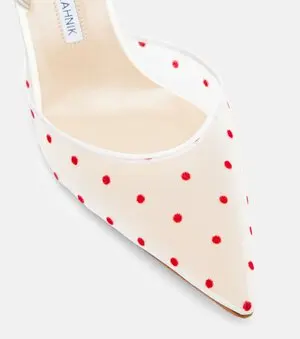 Manolo Blahnik Carolyne 50 Polka-dot Mesh Slingback Pumps - Multicoloured