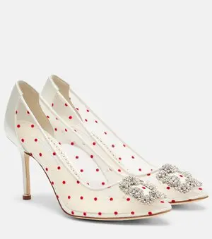 Manolo Blahnik Hangisi 90 Polka-dot Embellished Pumps - Multicoloured