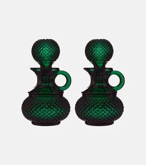 CABANA Galeano Glass Oil And Vinegar Set - Green