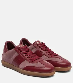 TOD'S Leather And Suede Lace-up Sneakers - Red