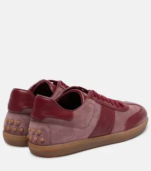 TOD'S Leather And Suede Lace-up Sneakers - Red