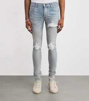 Amiri Suede Straight Mx1 Jeans - Blue