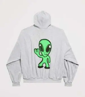 Balenciaga Oversized Alien Cotton Hoodie