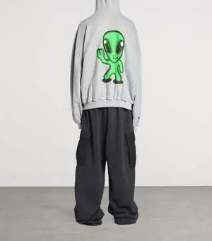 Balenciaga Oversized Alien Cotton Hoodie