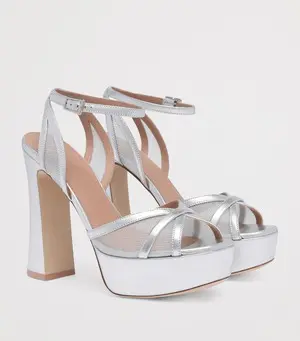 MALONE SOULIERS Metallic Mesh Sylvie Platform Sandals - Silver