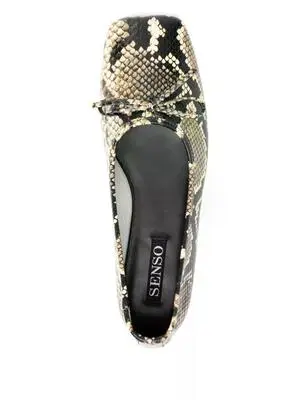 Senso Becca Vi Ballet Flats With Bow Detailing And Snakeskin Print
