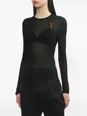 Simone Rocha Long Sleeve T-shirt With Floral Appliqu