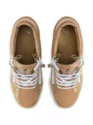 GIUSEPPE ZANOTTI Addy Wedge Patent-leather Trainers - Neutrals