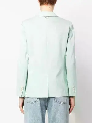 TWINSET Cotton Blend Single-breasted Blazer - Green