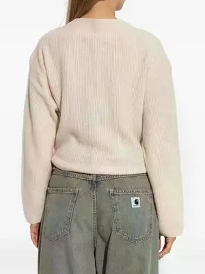 R13 Ribbed Button Cardigan - Neutrals