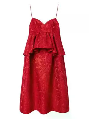 La DoubleJ Satine Peplum Midi Dress - Red
